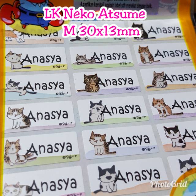 Jual NEKO ATSUME label kain / label baju tahan air tahan kucek | Shopee ...