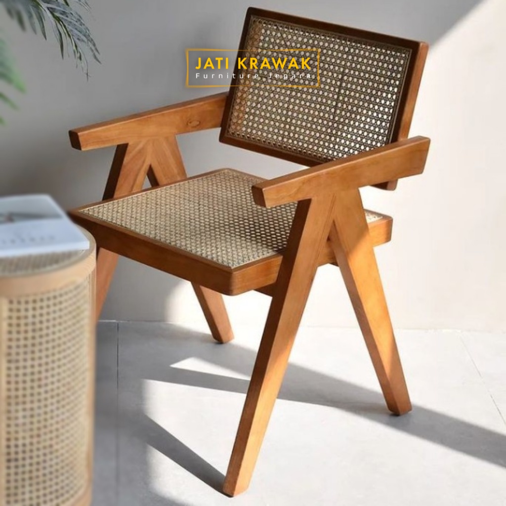 Jual Kursi cafe rotan jati minimalis retro. Kursi teras jati rotan cafe minimalis | Shopee Indonesia