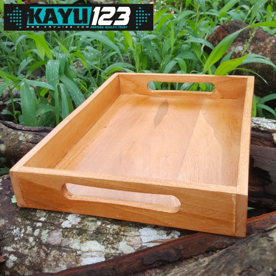 Jual Wooden Tray 30x25x4 cm Nampan Handle Kotak Kayu Baki Kayu (WTV-39 ...