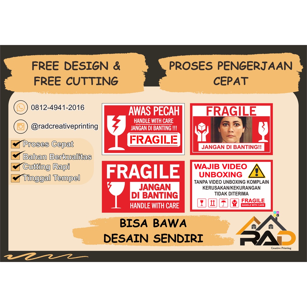 Jual STIKER FRAGILE MURAH//STIKER FRAGILE LUCU//STIKER FRAGILE KARTUN ...