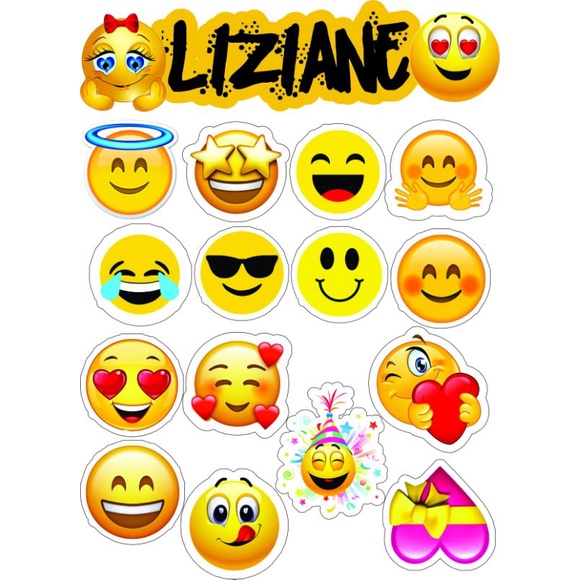 Jual Topper Cake Custom Nama Tema Emoticon / Emoji / stiker | Shopee ...