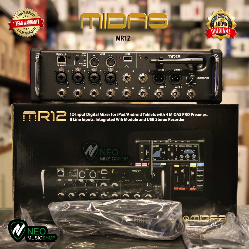 Jual Midas MR12 12-Input Digital Mixer With Wifi Module and USB Stereo ...