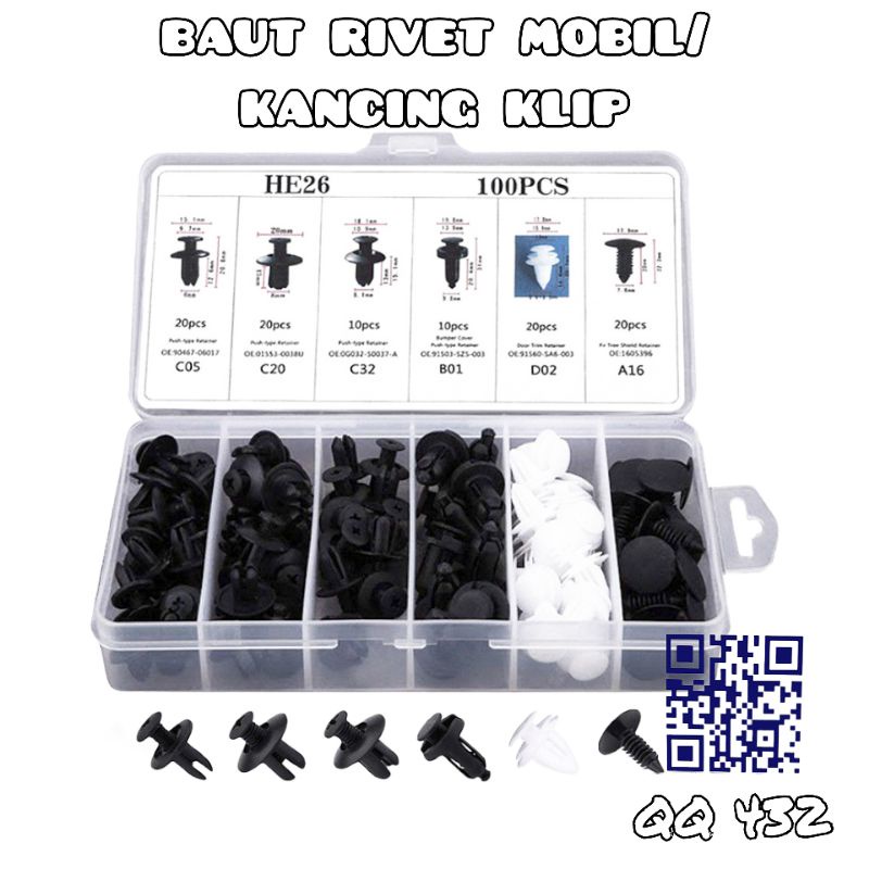 Jual 100PCS Baut rivet mobil universal car klip kancing dashboard mobil ...
