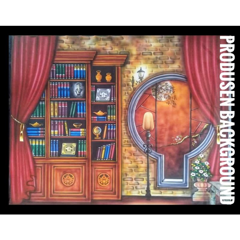 Jual READY Kain Background Wisuda 3x2,5m Rak Buku Tirai Merah Backdrop ...