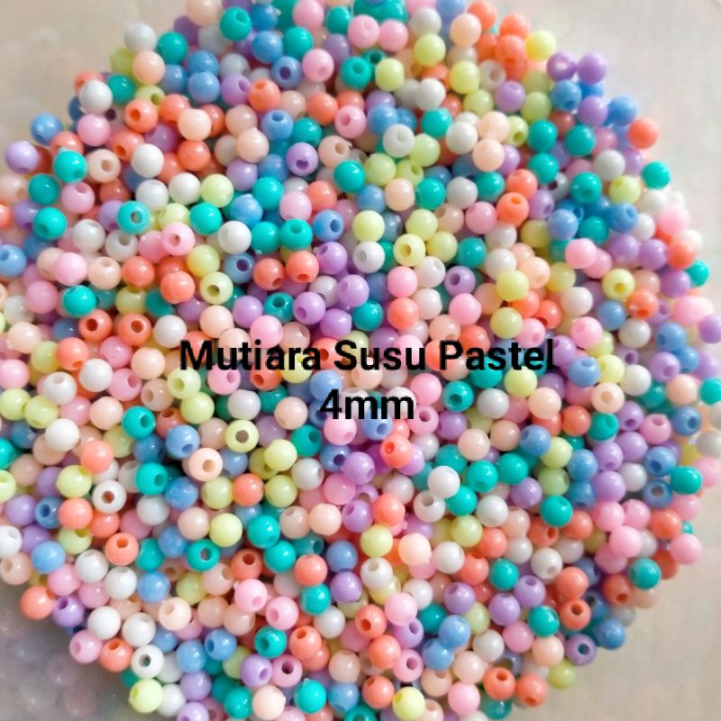 Jual Manik Mutiara Bulat Susu Pastel 4mm Mix - 10 gram | Shopee Indonesia
