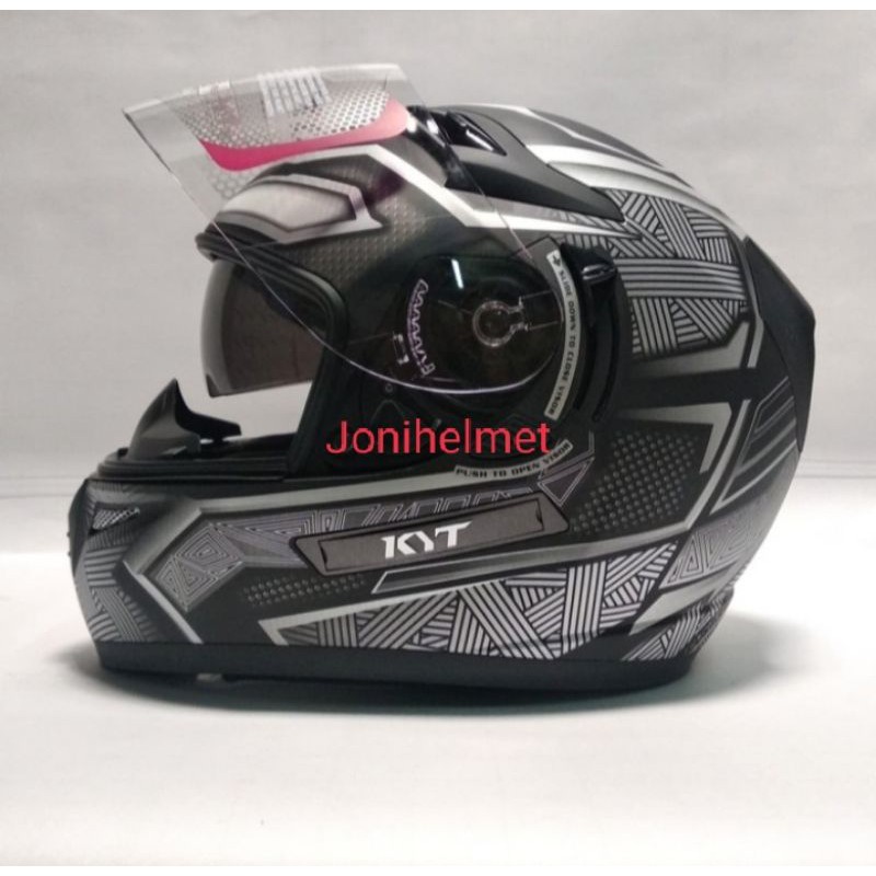 Jual KYT K2 RIDER BLACK PANTHER DOFF SILVER | Shopee Indonesia