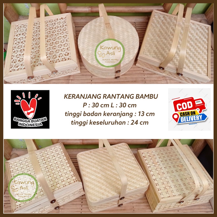 Jual Keranjang Rantang Hampers Anyaman Bambu Kotak Hantaran Pernikahan Hamper 30cm | Shopee ...