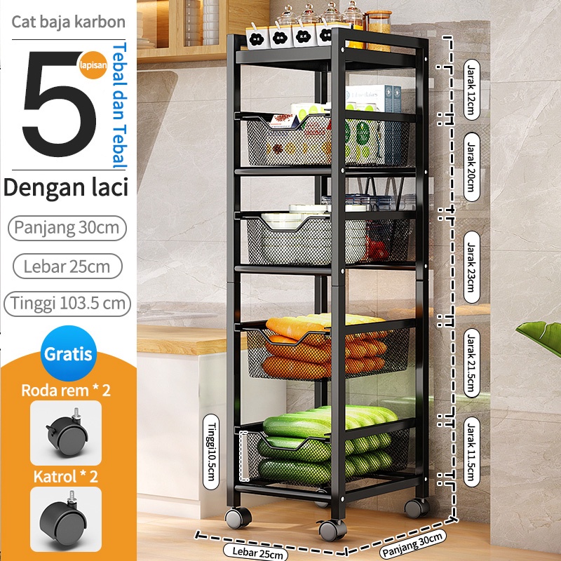 Jual Rak Dapur Stainless Steel Rak Penyimpanan Troli Ruang Sempit Rak ...