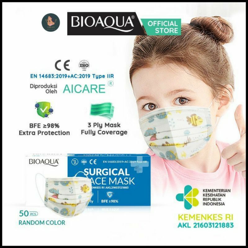 Jual Surgical Face Mask Anak Bioaqua ( Random ) | Shopee Indonesia