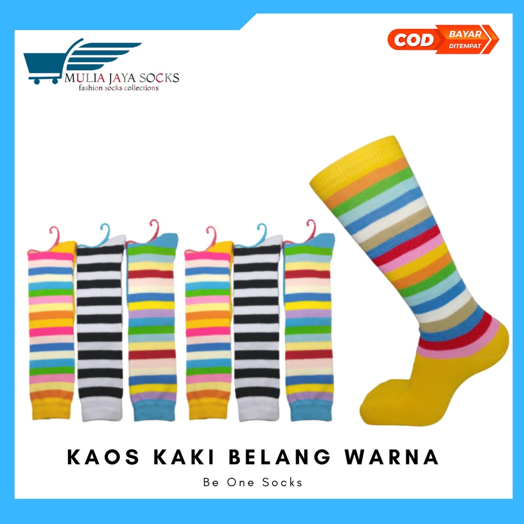 Jual Kaus Kaus Kaki Panjang Selutut Dewwasa / Kaos Kaki Belang Warna ...