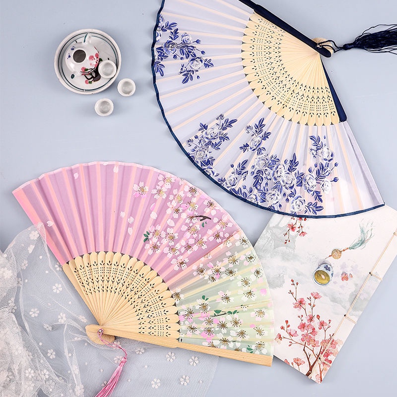 Jual Fan Chinese style ancient style portable folding fan summer Cherry ...