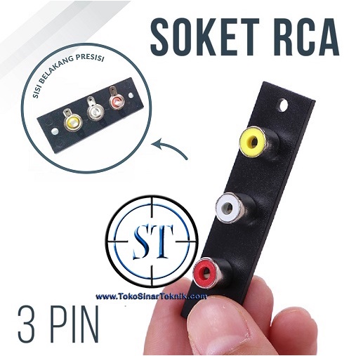 Jual Socket RCA 3 Pin Soket Input Rca 3 Lubang Female Warna Sambungan ...