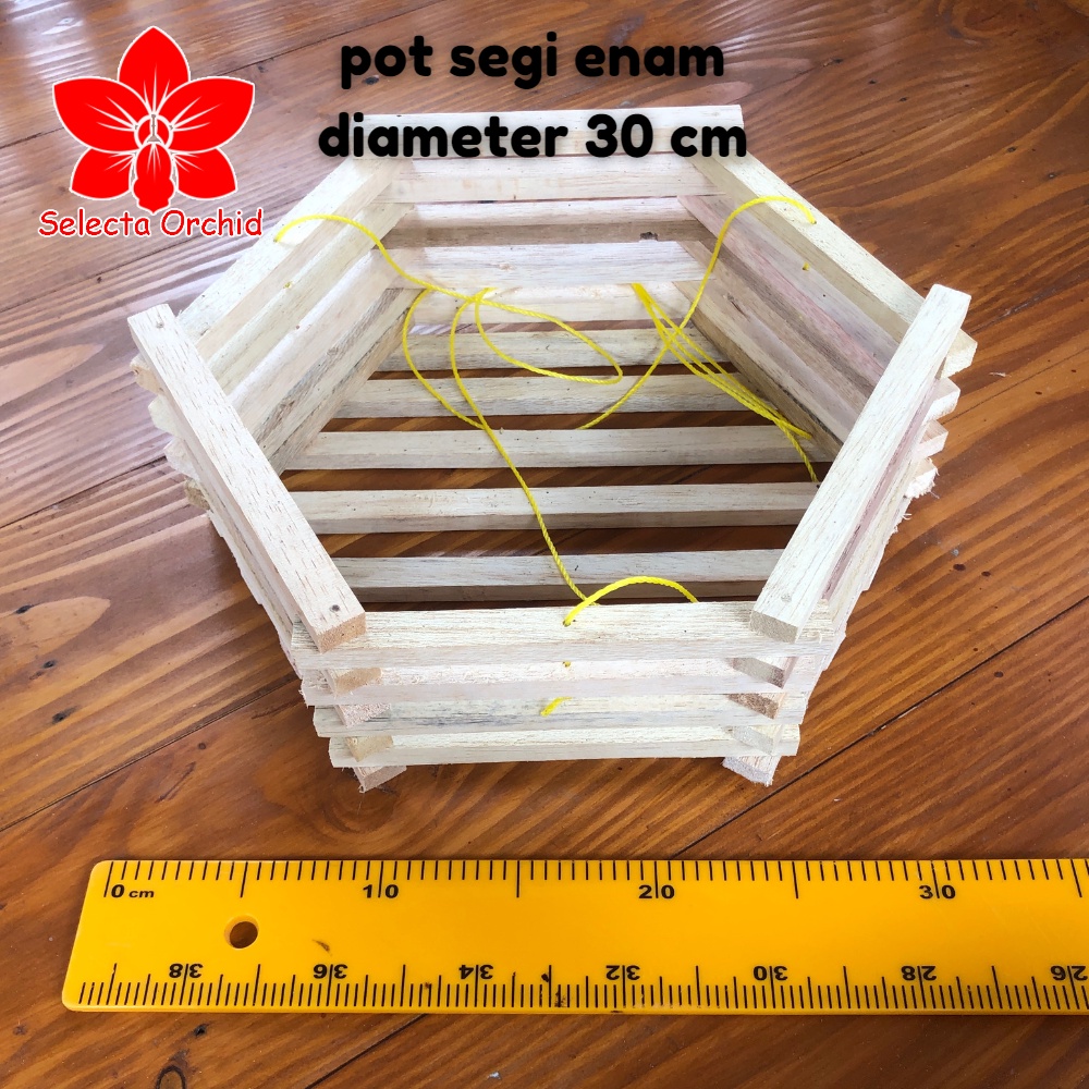 Jual pot gantung kayu anggrek segi enam 30 cm | Shopee Indonesia