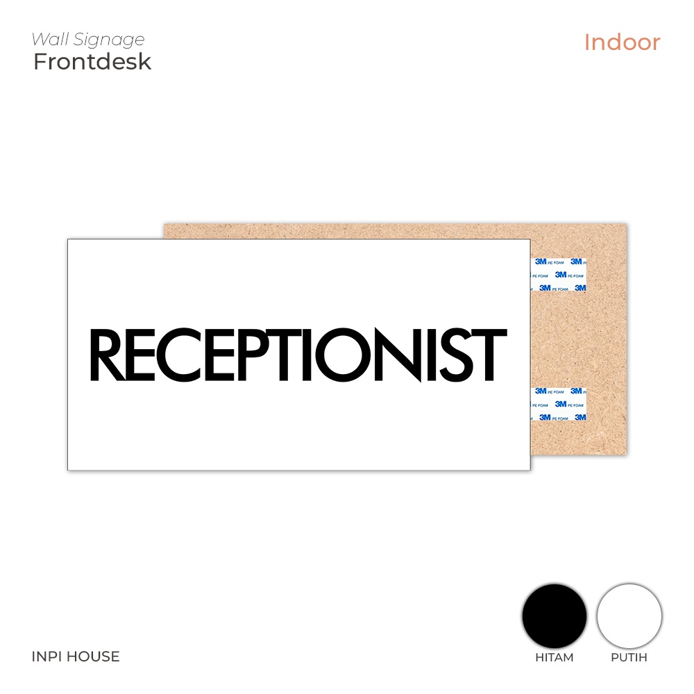 Jual papan tanda receptionist - receptionist sign - desk sign - Hitam ...