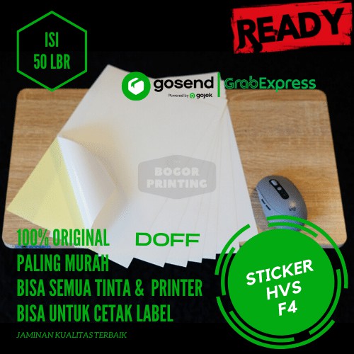 Jual Kertas Stiker HVS F4 - isi 50 lbr / Kertas Stiker / Sticker HVS Doff | Shopee Indonesia