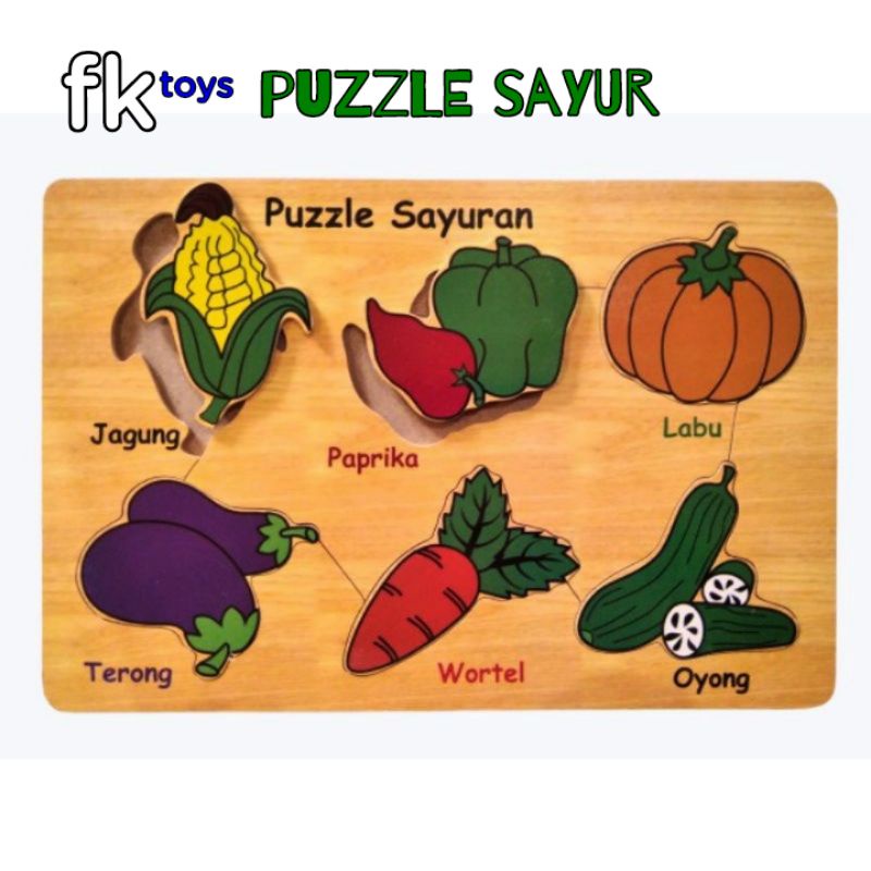 Jual puzzle kayu sayuran/puzzle kayu edukasi - puzzle murah | Shopee ...