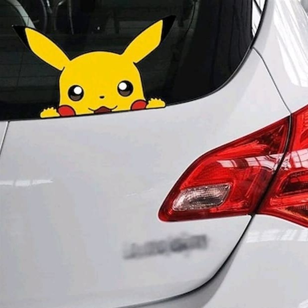 Jual cutting sticker mobil Pikachu Pokemon peeking ngintip lucu stiker ...