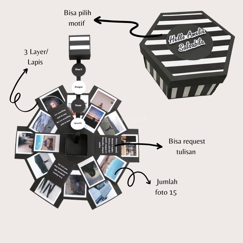 Jual HEXAGON EXPLOSION BOX kado unik untuk birthday, anniversary ...