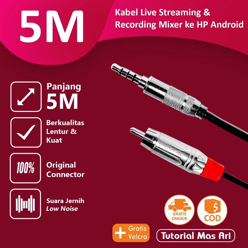 Jual Kabel Mixer-HP 5M untuk Live Streaming, Zoom & Recording | 3.5mm ...