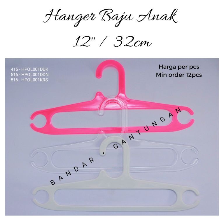 Jual Hanger Plastik Anak 32 Cm Putih / Display Gantungan Baju Anak 12 ...