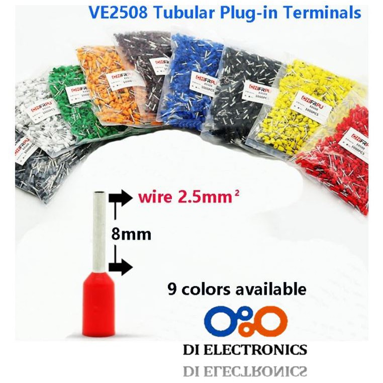 Jual E2508 Ferrules Skun Kabel 2.5mm2 Turbular Insulated Electrical ...