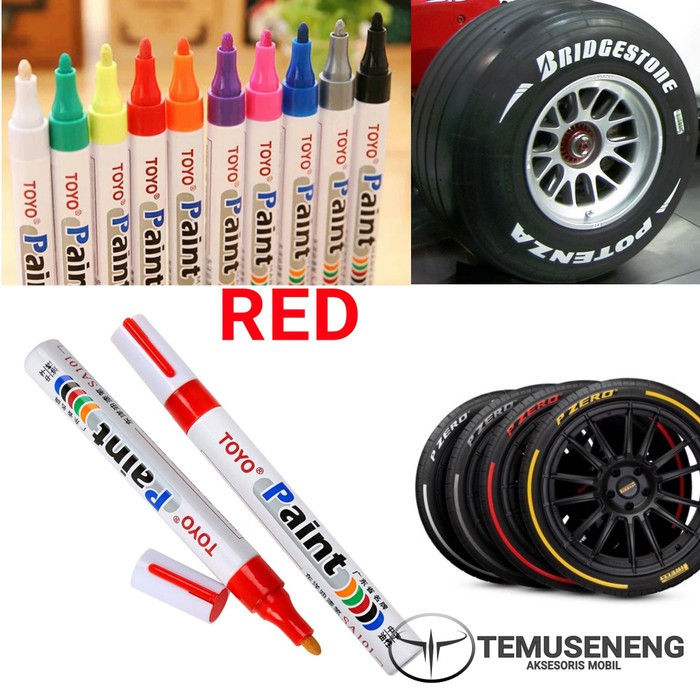 Jual MERAH SPIDOL BAN WARNA RODA MOBIL MOTOR TOYO PAINT MARKER ORI ...