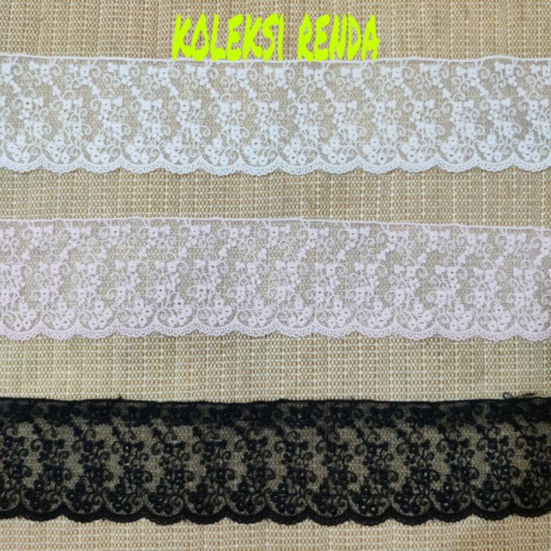 Jual Renda tile, renda bordir per roll 15yard | Shopee Indonesia