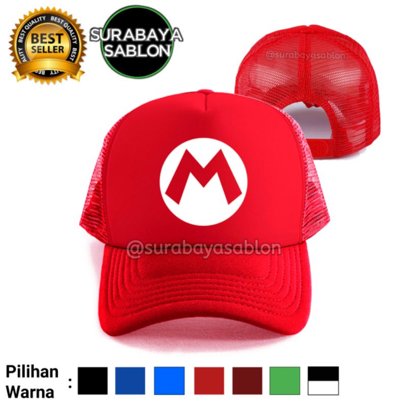 Jual Topi Super Mario Trucker/Jaring | Hat Super Mario Trucker | Shopee ...