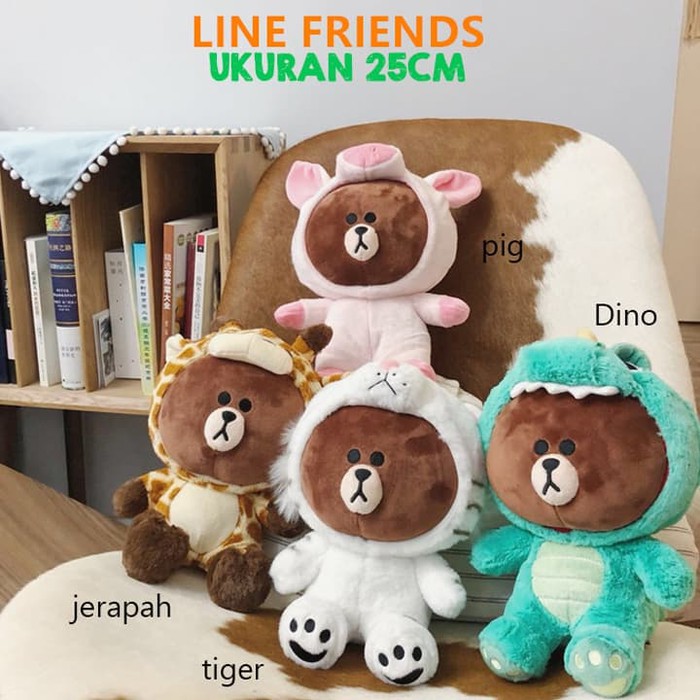 Jual Boneka Line Friends brown 25cm karakter jerapah pig tiger ...
