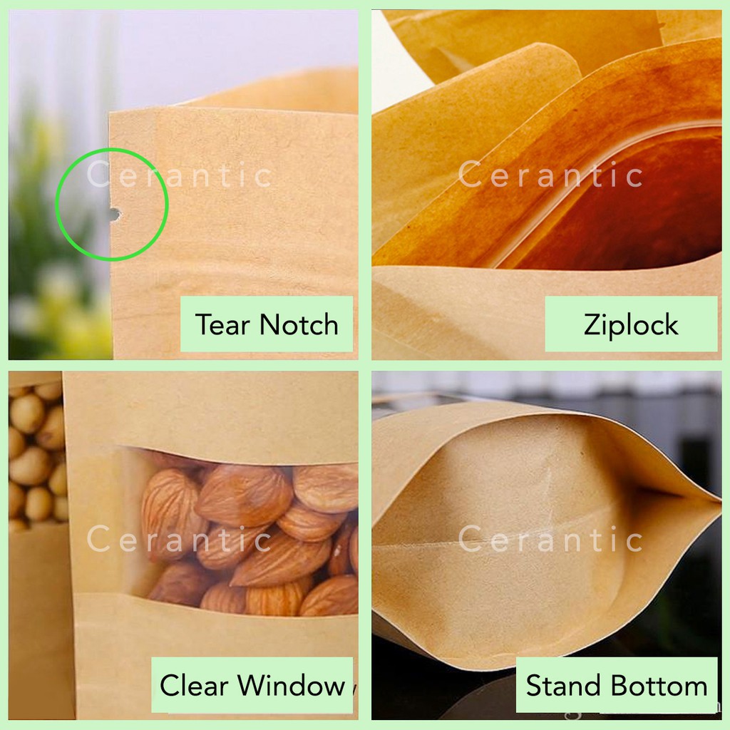 Jual Standing Pouch Kertas Ziplock 15 x 22 / Kemasan Paper Craft 15x22 ...