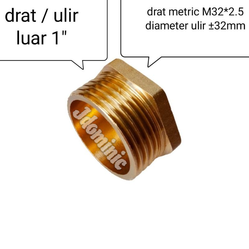Jual tutup drat luar 1 inchi inc in dim kuningan brass besi - end stop ...