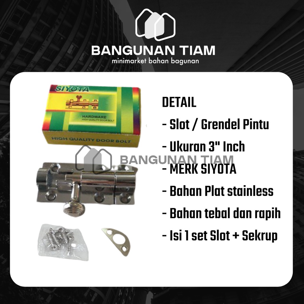 Jual SLOT GRENDEL SIYOTA 3" Inch PINTU JENDELA STAINLESS ~ SELOT SUPER ...