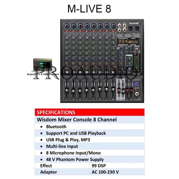 Jual Mixer Wisdom 8 Channel M-Live 8 M Live 8 M Live8 Original | Shopee ...