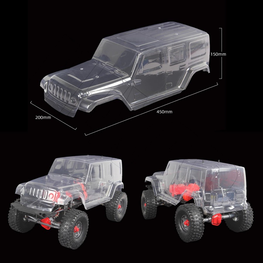 Jual Jeep Wrangler Rubicon Long Clear Body lexan 313mm Scale Crawlers ...
