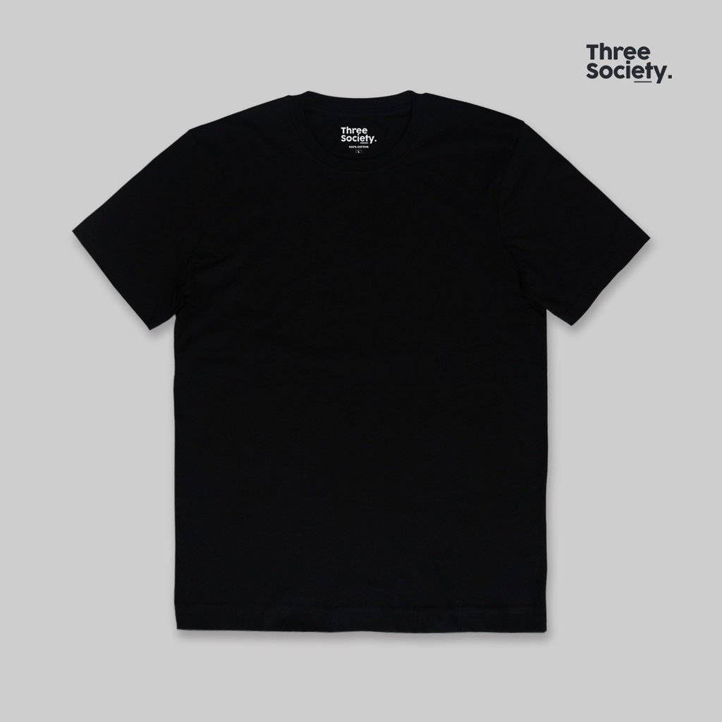 Jual THREE SOCIETY - BASIC T-SHIRT BLACK | KAOS POLOS BAJU HITAM TEE ...