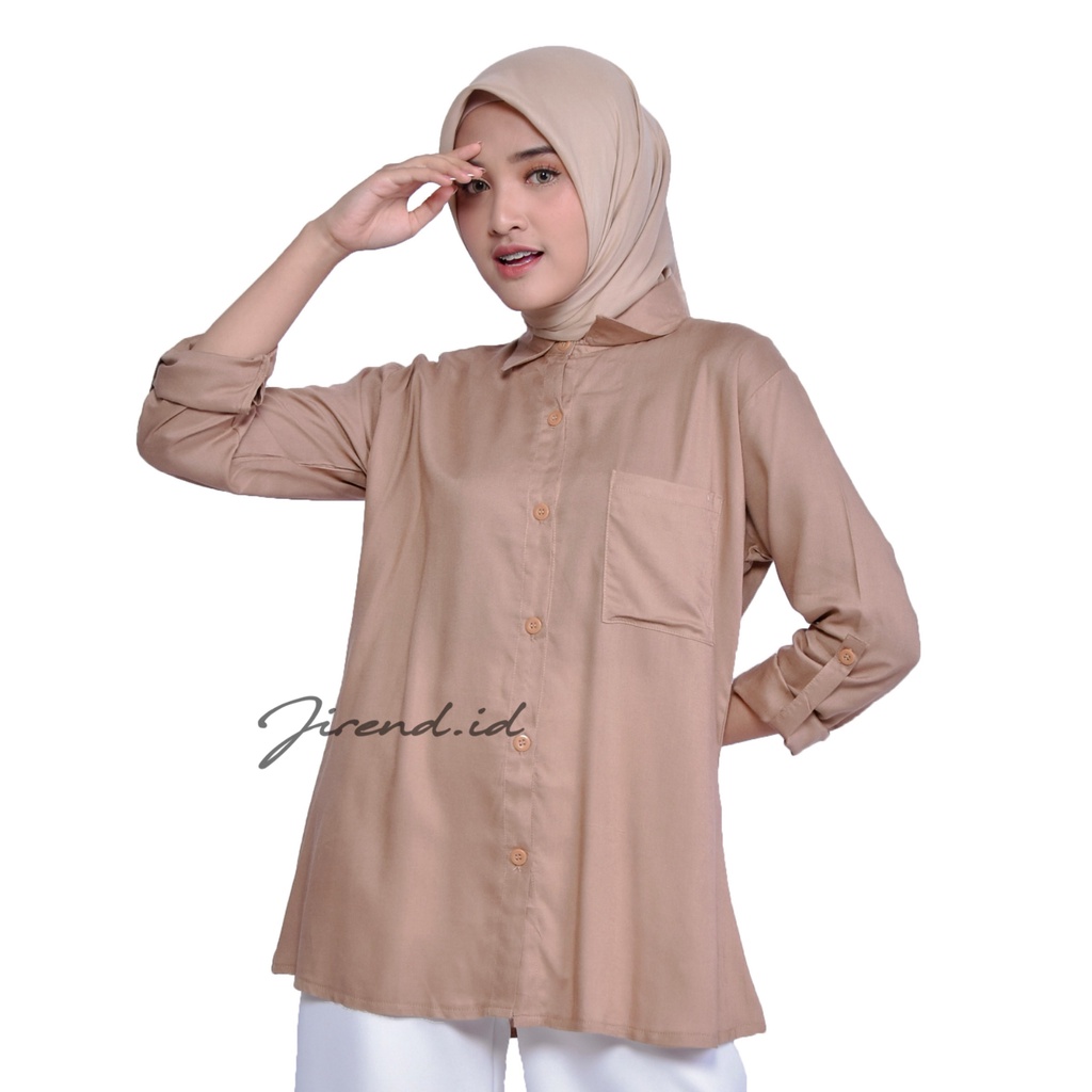 Jual Kemeja Polos Tangan Skoder/ Rayon/ Lengan Panjang | Shopee Indonesia