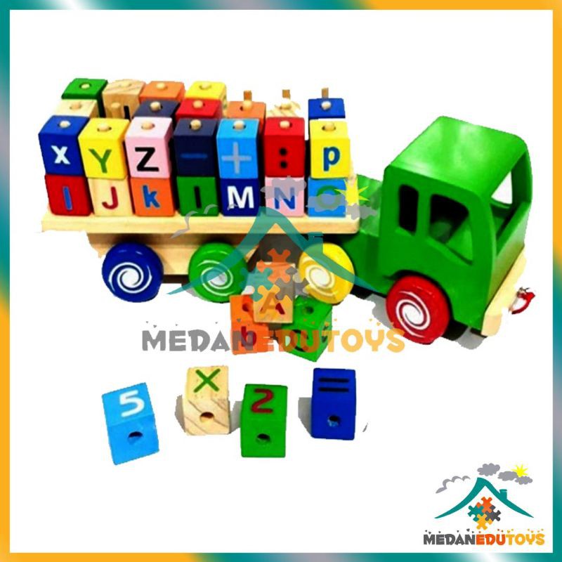 Jual Medanedutoys - Mobil Balok Truk Angka & Huruf - Mainan Edukasi ...