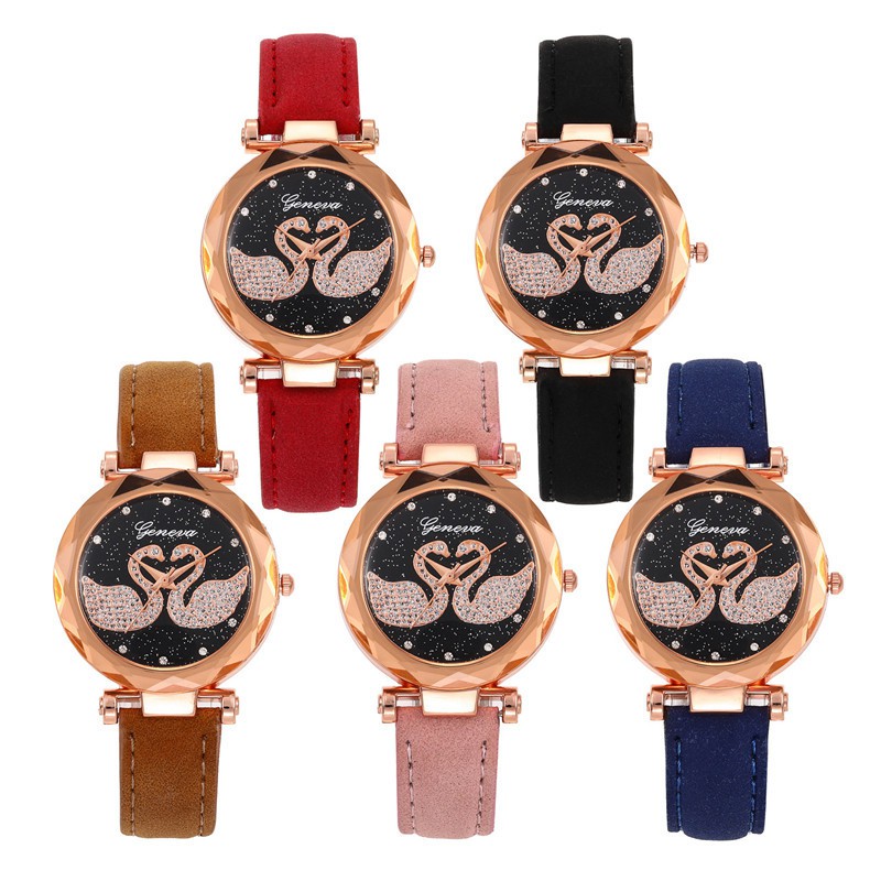 Jual Jam Tangan Fashion Wanita Geneva GLITER GAMBAR ANGSA BENTUK LOVE ...