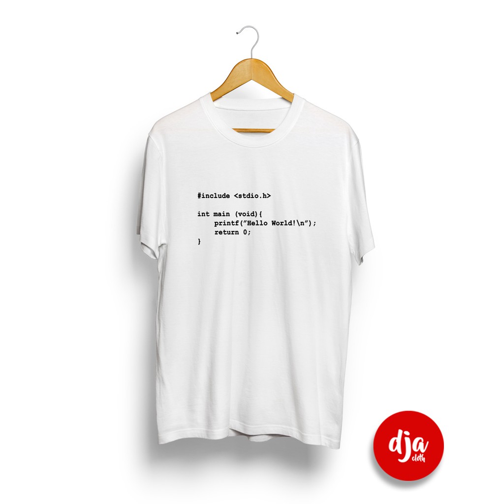 Jual Kaos Code Programmer Hello World Coding C Notepad Teknik 6265