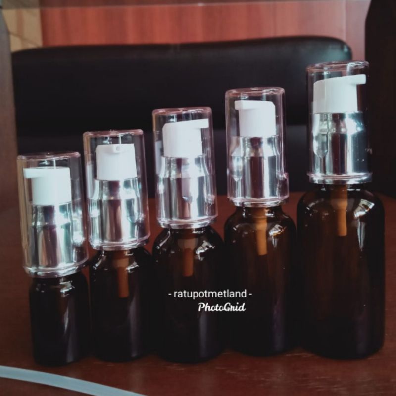 Jual 30 ml botol kaca coklat tebal pump SILVER | Shopee Indonesia