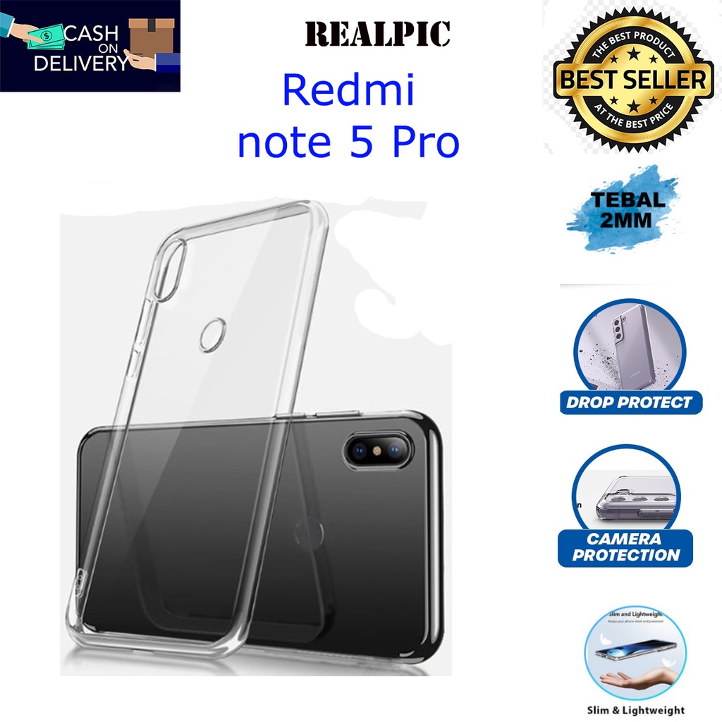 Jual Case Xiaomi Redmi Note 5 Pro Casing Clear HD KETEBALAN 2MM BENING ...