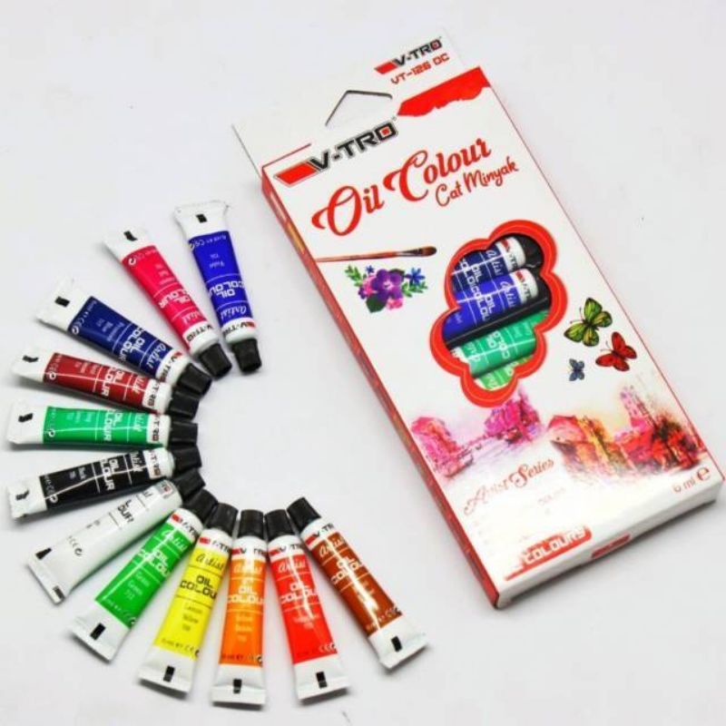 Jual Cat Minyak V-Tro VT-126OC Set 12 Warna 6Ml Oil Colour | Shopee ...
