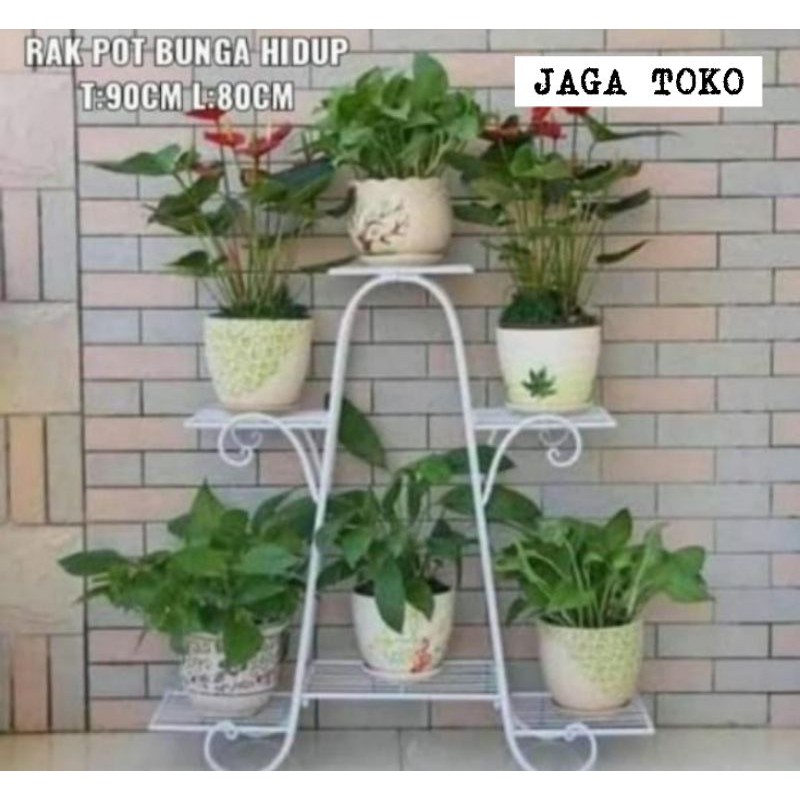 Jual RAK POT TANAMAN / RAK TANAMAN BESI DENGAN 6 POT BUNGA | Shopee ...