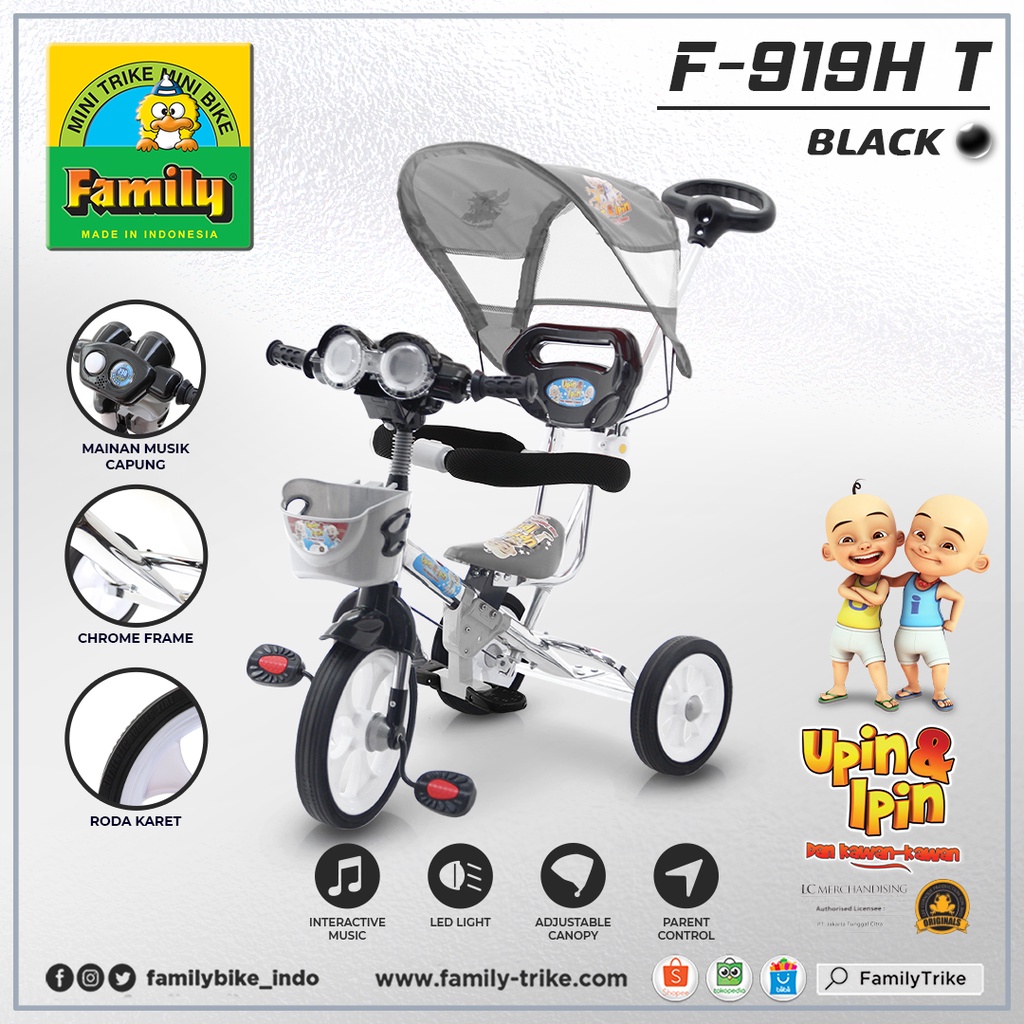 Jual Sepeda Roda Tiga Family F919HT Ban Karet Chrome Frame | Shopee ...