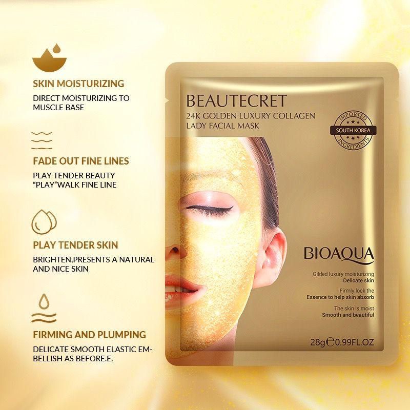Jual BIOAQUA 24K GOLD COLLAGEN MASK 28GR | Shopee Indonesia