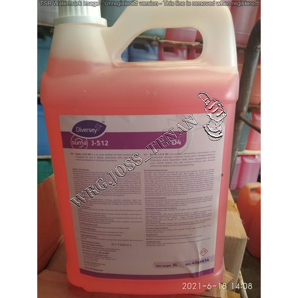 Jual DIVERSEY Suma J512, Desinfektan / Disinfektan Food Grade, 5 Liter ...
