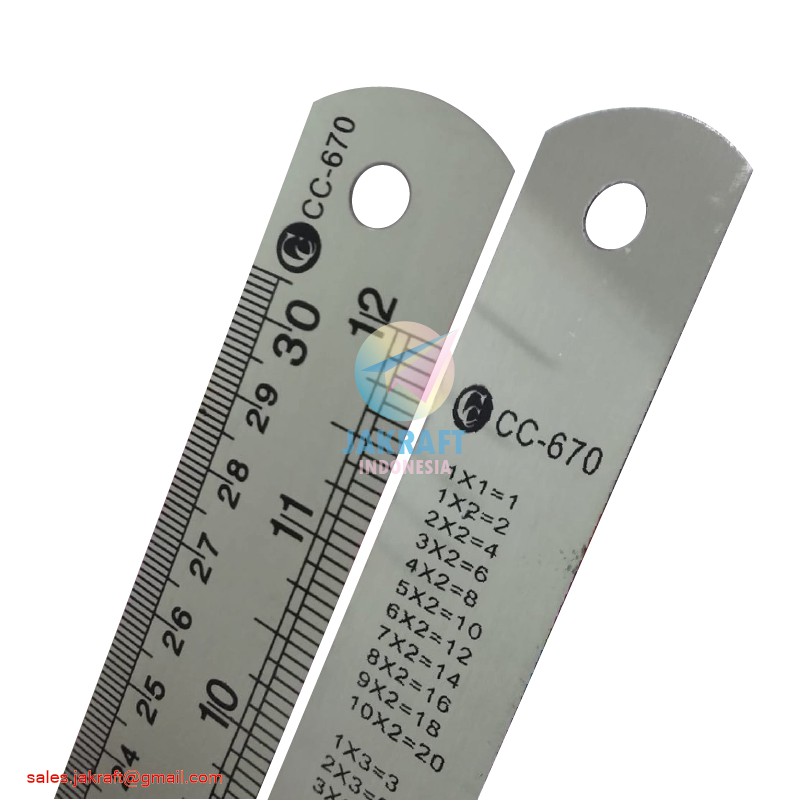 Jual (1 Pcs) Penggaris Besi Panjang 30 cm SQUEEZY CC-670 Stainless Steel Ruler 12" Inch Murah ...