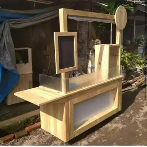 Jual Gerobak Jualan Stand Booth Kayu Jati Belanda meja stand jualan ...