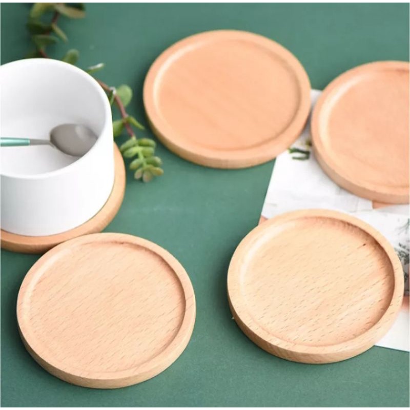 Jual tatakan gelas kayu minimalis wooden coaster kayu diameter 10cm ...