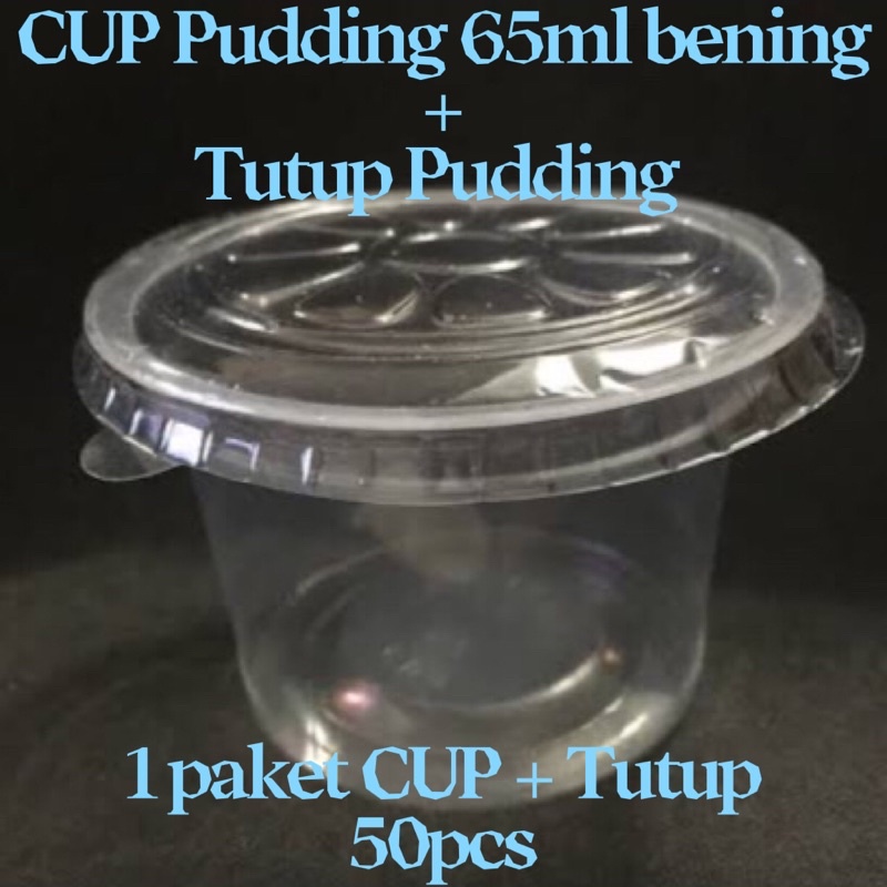 Jual (50pcs 1 Paket) Cup Pudding 65ml Bening+Tutup Pudding | Shopee ...